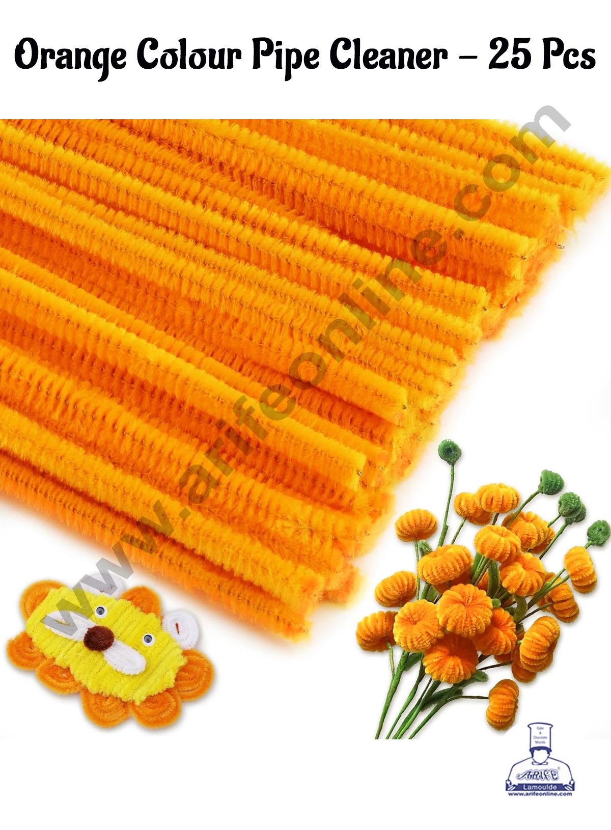 Cake Decor™ 25 Pcs Orange Colour Pipe Cleaner Tie For Art And Craft ...