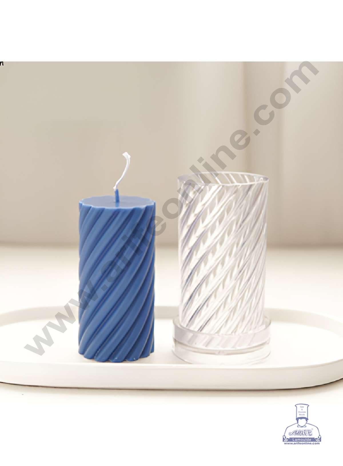 CAKE DECOR™ 3D Acrylic 1 Cavity Sprial Pillar Shape Acrylic Candle Mou ...