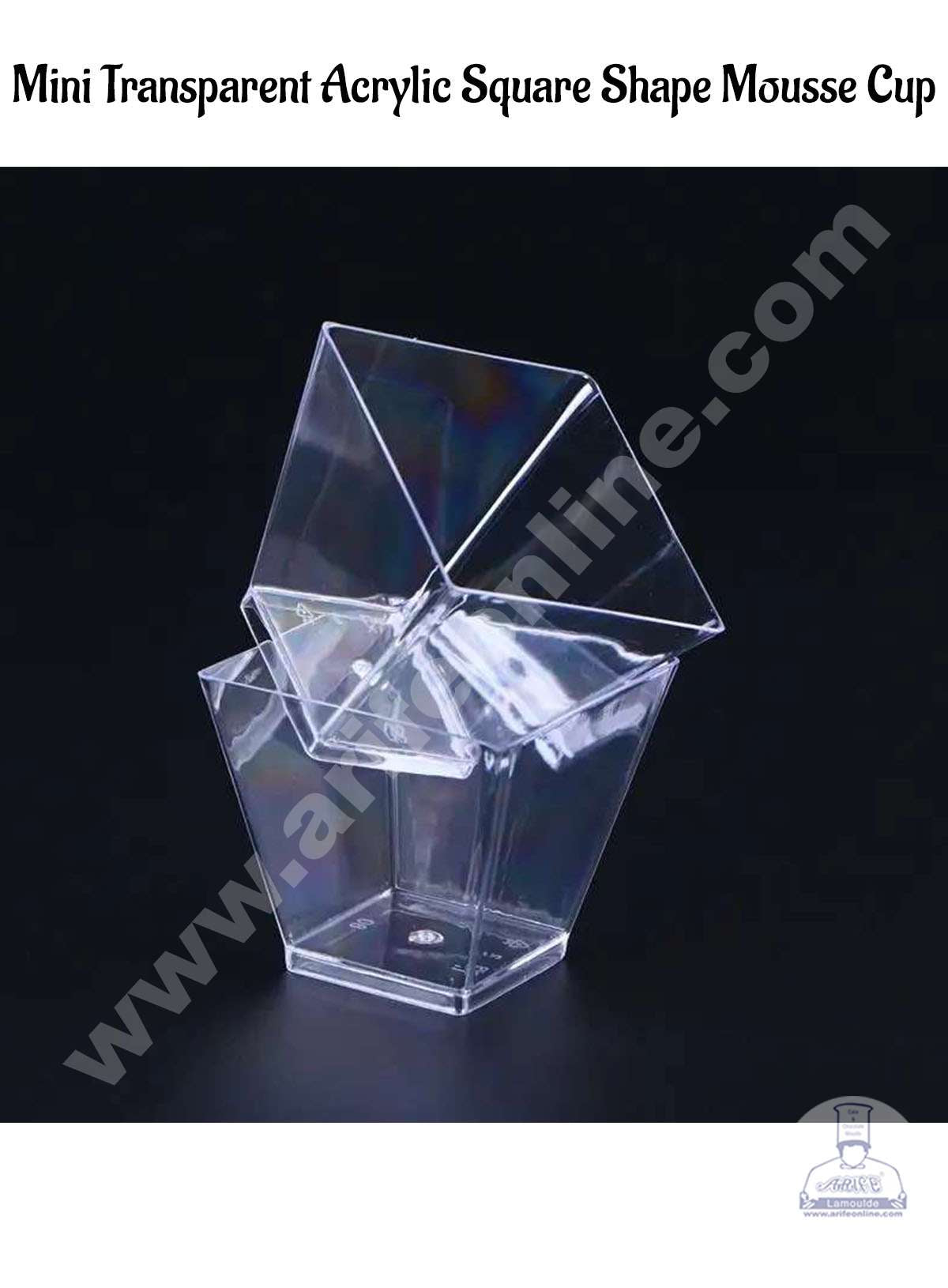 CAKE DECOR™ Mini Transparent Acrylic Square Shape Mousse Cup Without L ...