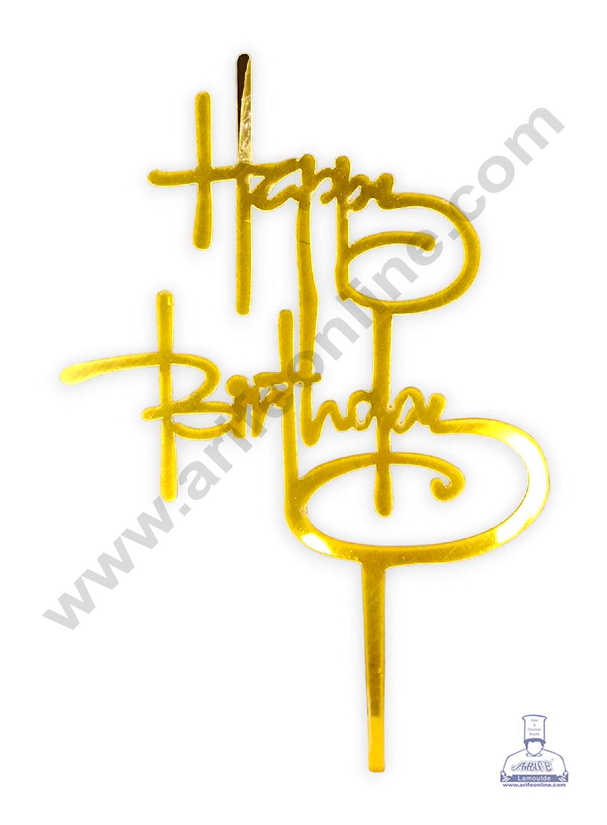 CAKE DECOR™ Gold Mirror Finishing Acrylic Happy Birthday Topper SBMT-N ...