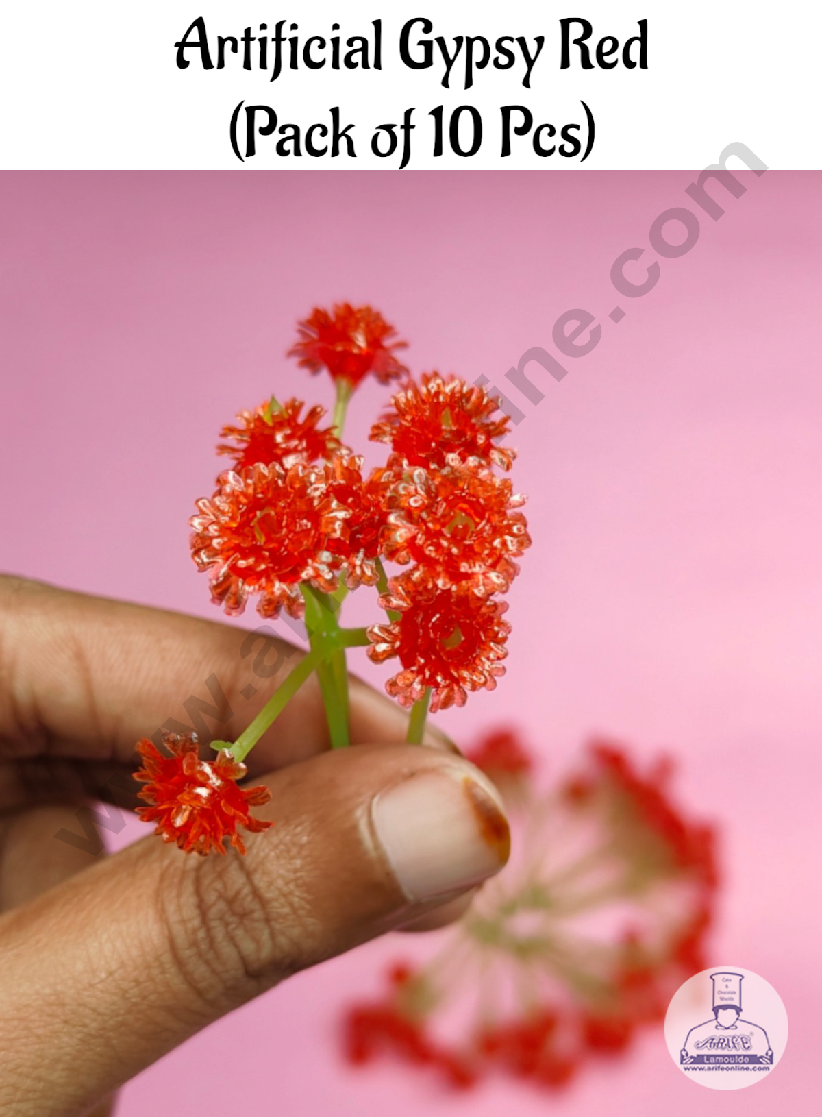 CAKE DECOR™ Mini Red Artificial Gypsy For Cake Decoration ( 10 Pcs Pac ...