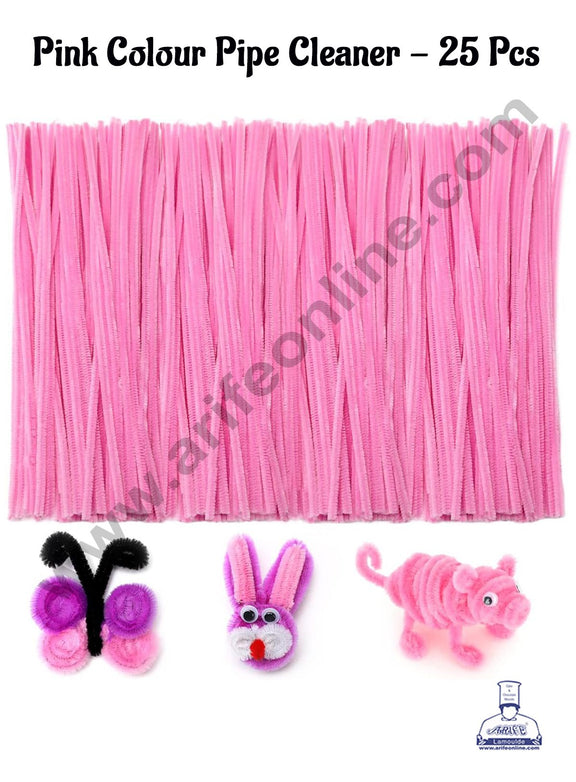 Home Cake Decor™ 25 Pcs Pink Colour Pipe Cleaner Tie For Art And Craft ...
