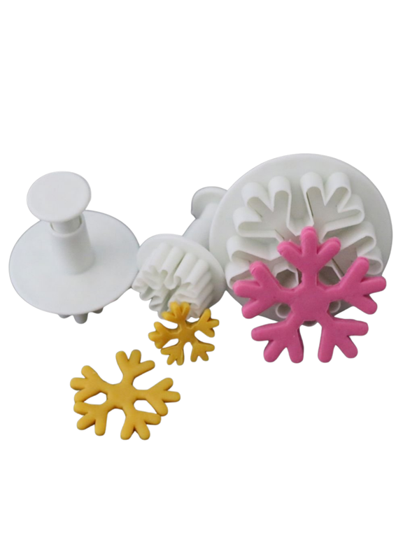 Home Cake Decor 3pcs Snowflake Plunger Cutters Fondant Tool