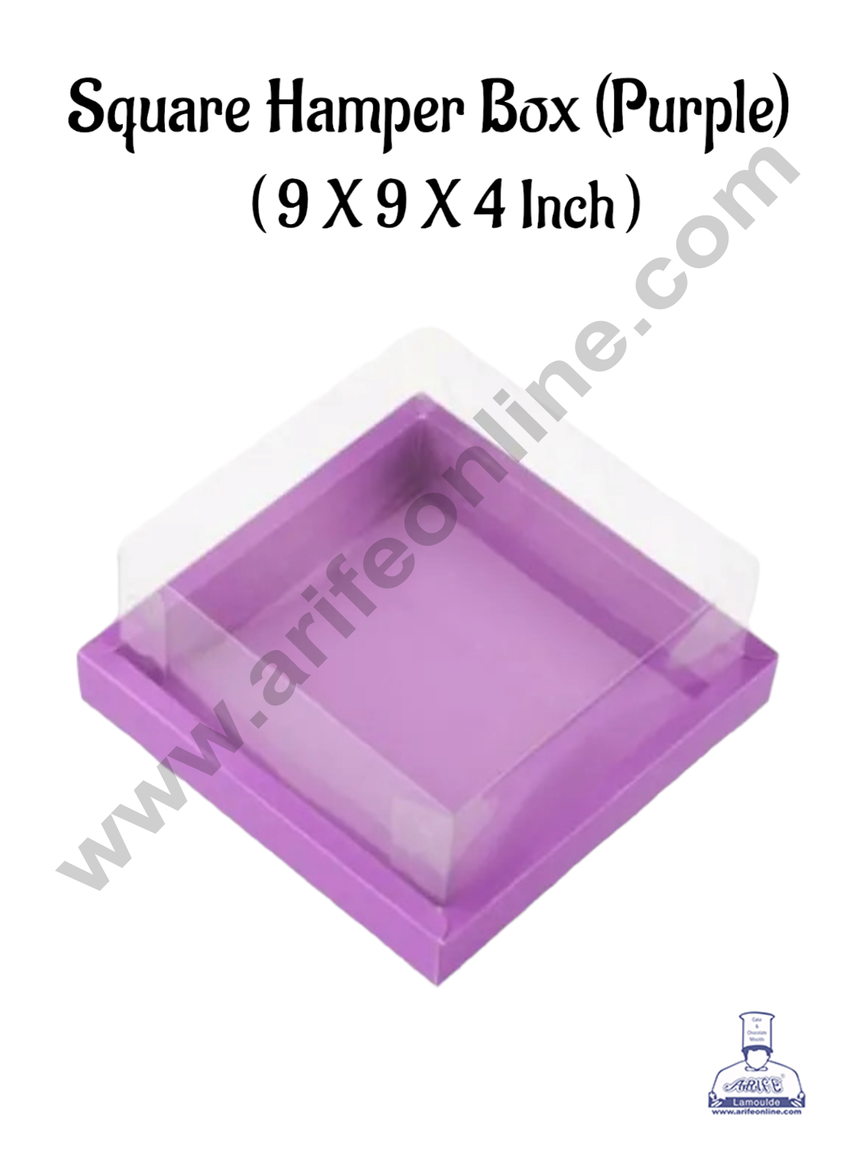 CAKE DECOR™ Square Hamper Box In Purple Colour With Transparent Lid ...
