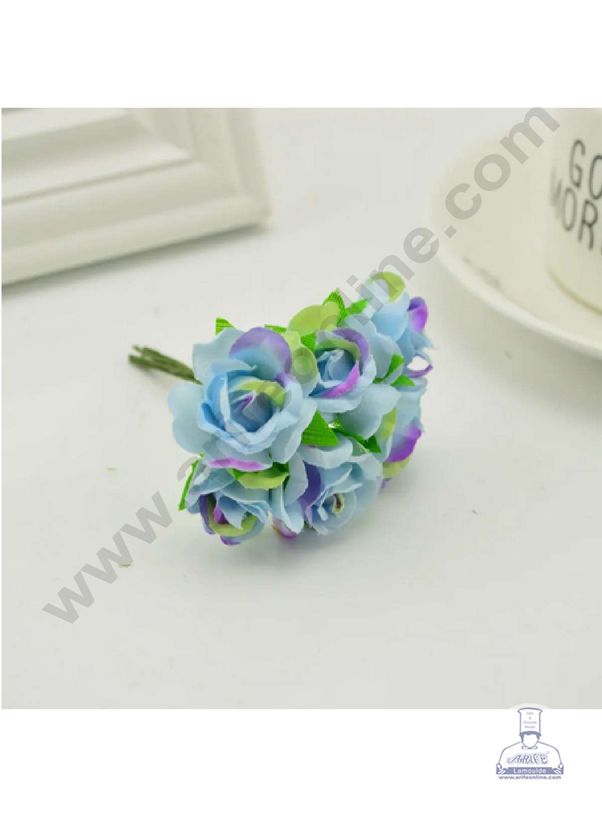 Cake Decor™ 6 Pcs Mini Rose Bunch – Light Blue Multi – Arife Online Store