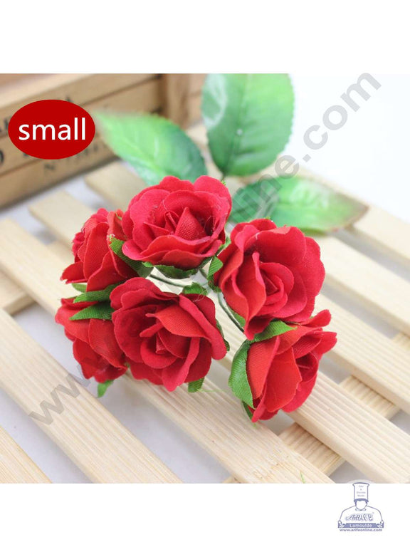 Home Cake Decor™ 6 Pcs Mini Rose Bunch – Red