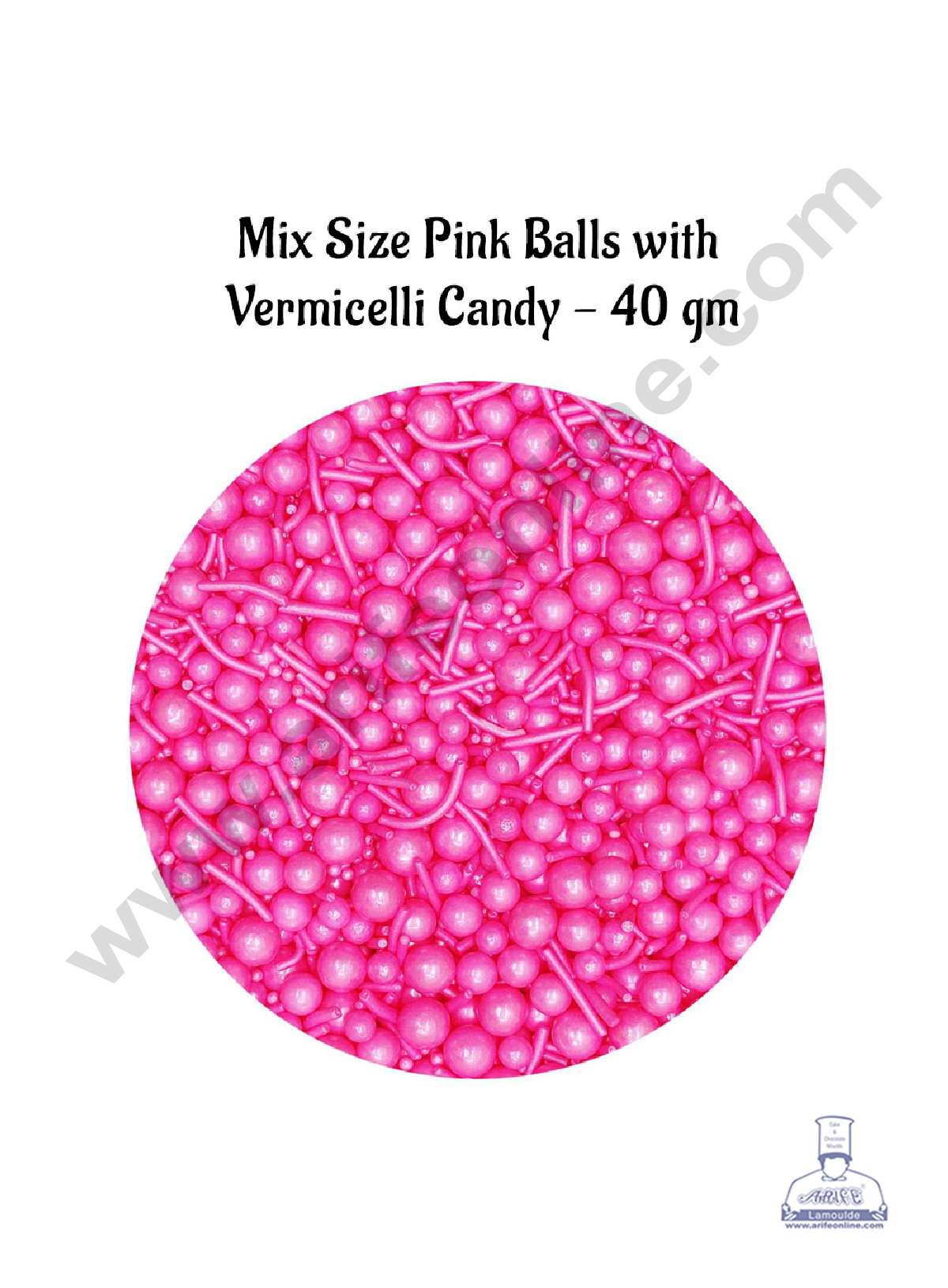 CAKE DECOR™ Sugar Candy – Mix Size Pink Balls with Vermicelli Candy ...