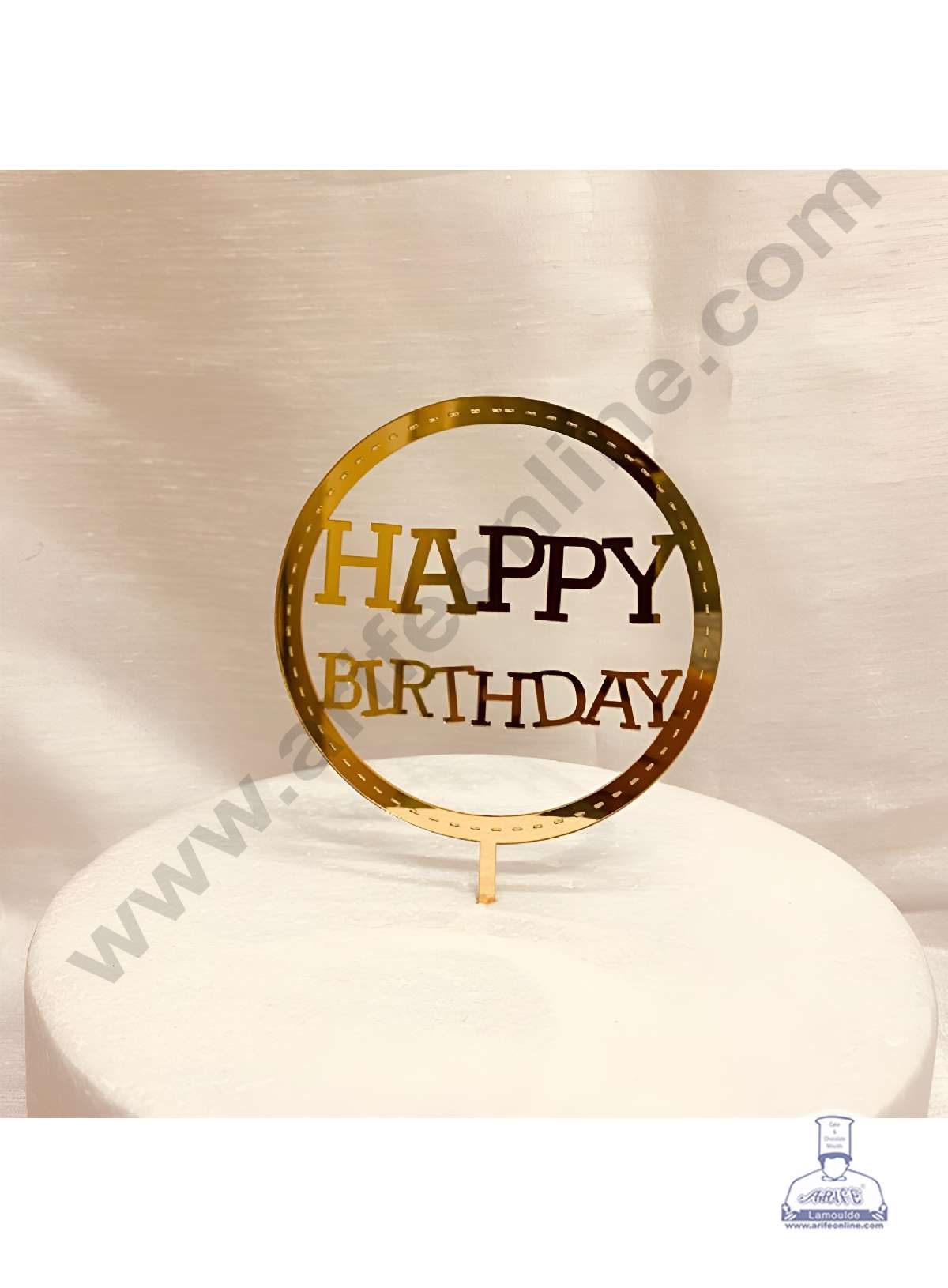 CAKE DECOR™ 5 inch Acrylic Happy Birthday Round Frame Cake Topper Cake ...