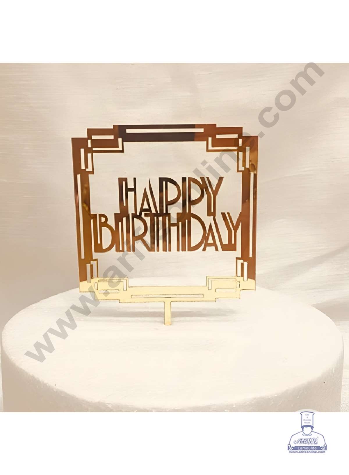CAKE DECOR™ 5 inch Acrylic Happy Birthday in Square Frame Cake Topper ...