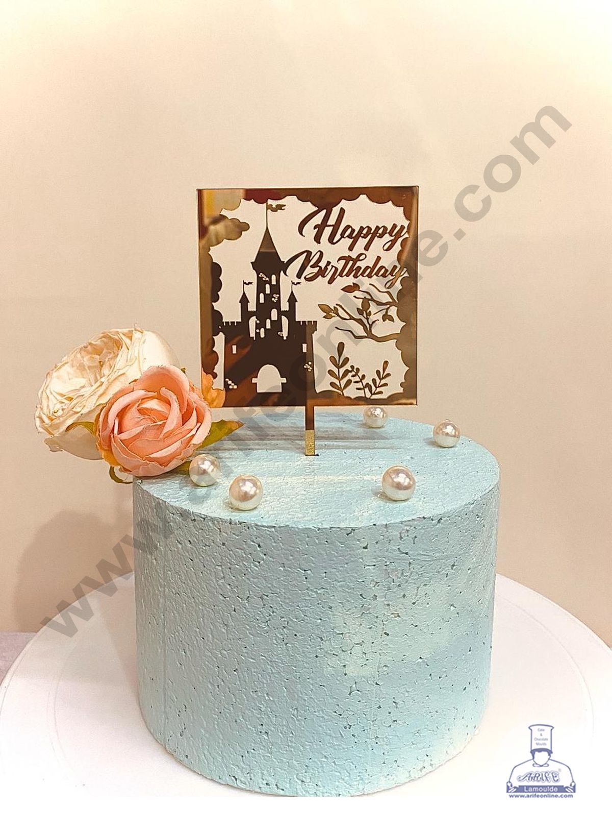 CAKE DECOR™ 5 inch Acrylic Happy Birthday with House and Leaf Cake Top ...