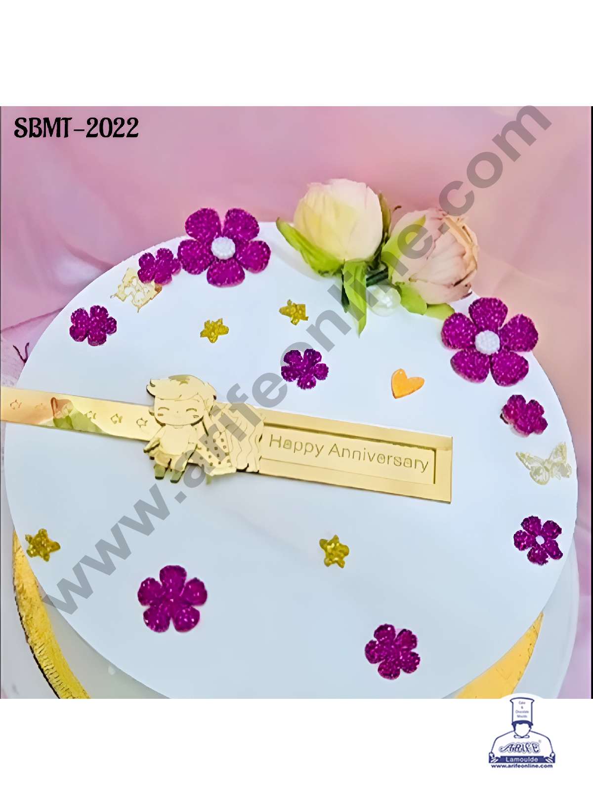 CAKE DECOR™ 5 inch Acrylic Sliding Surprise Happy Anniversary Message ...