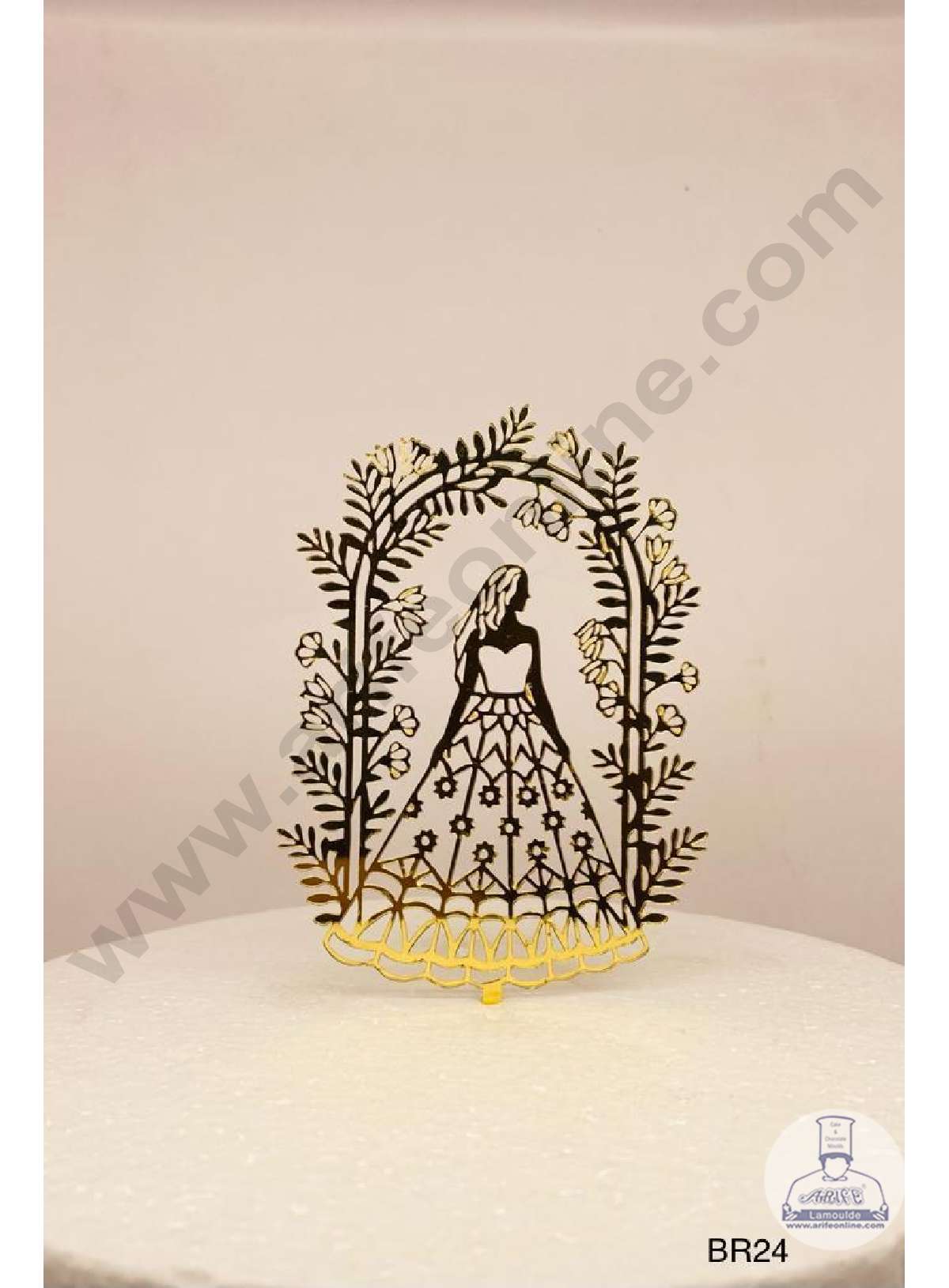 CAKE DECOR™ 5 inch Acrylic Bride Floral Arch Cutout Cake Topper Cake D ...