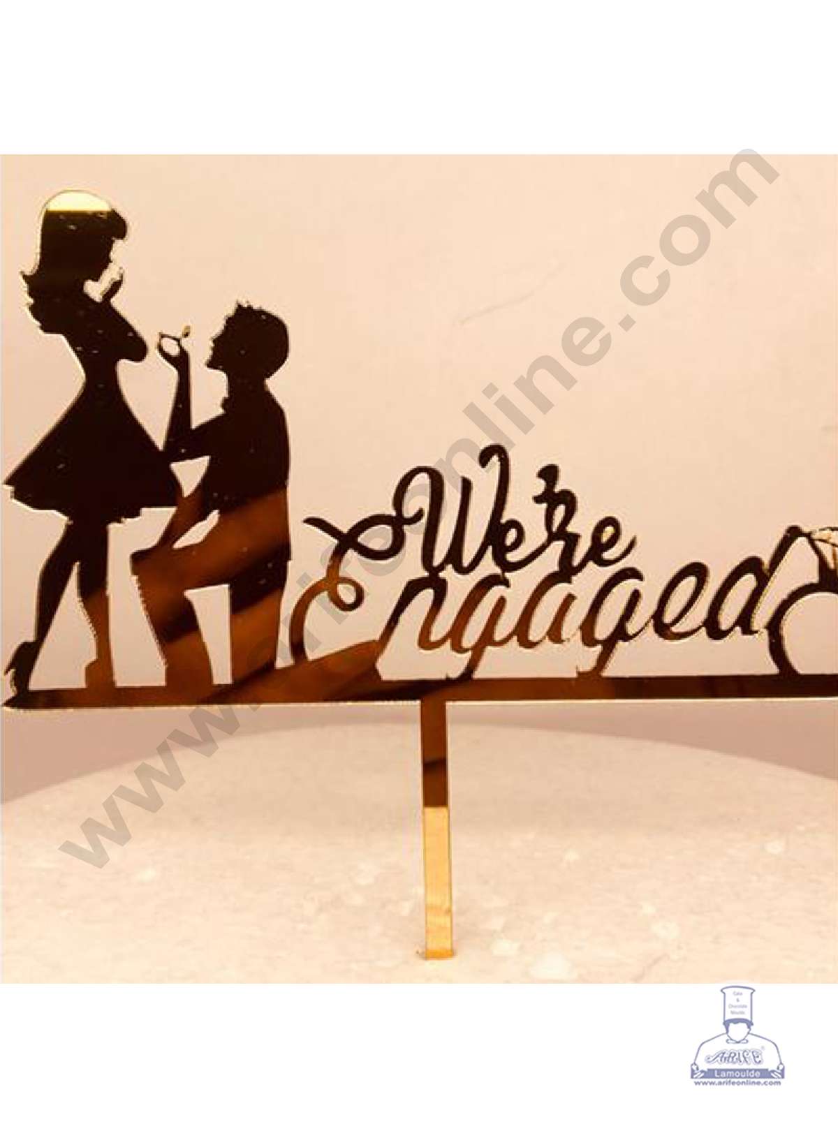CAKE DECOR™ 5 inch Acrylic Cute Couple We're Engaged with Ring Cutout ...