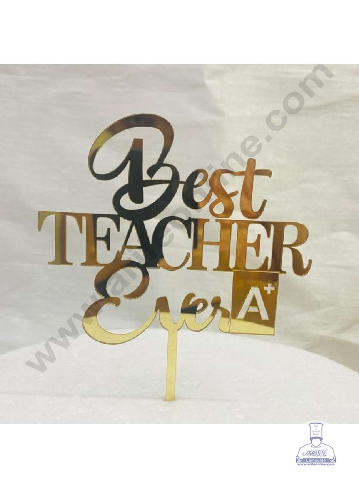 CAKE DECOR™ 5 inch Acrylic Best Teacher Ever with A+ Cutout Cake Toppe ...