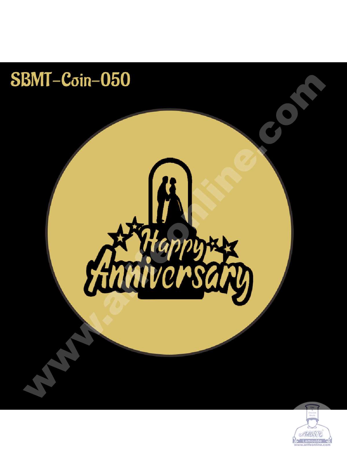 CAKE DECOR™ Acrylic Happy Anniversary Coin Topper for Cake and Cupcake ...