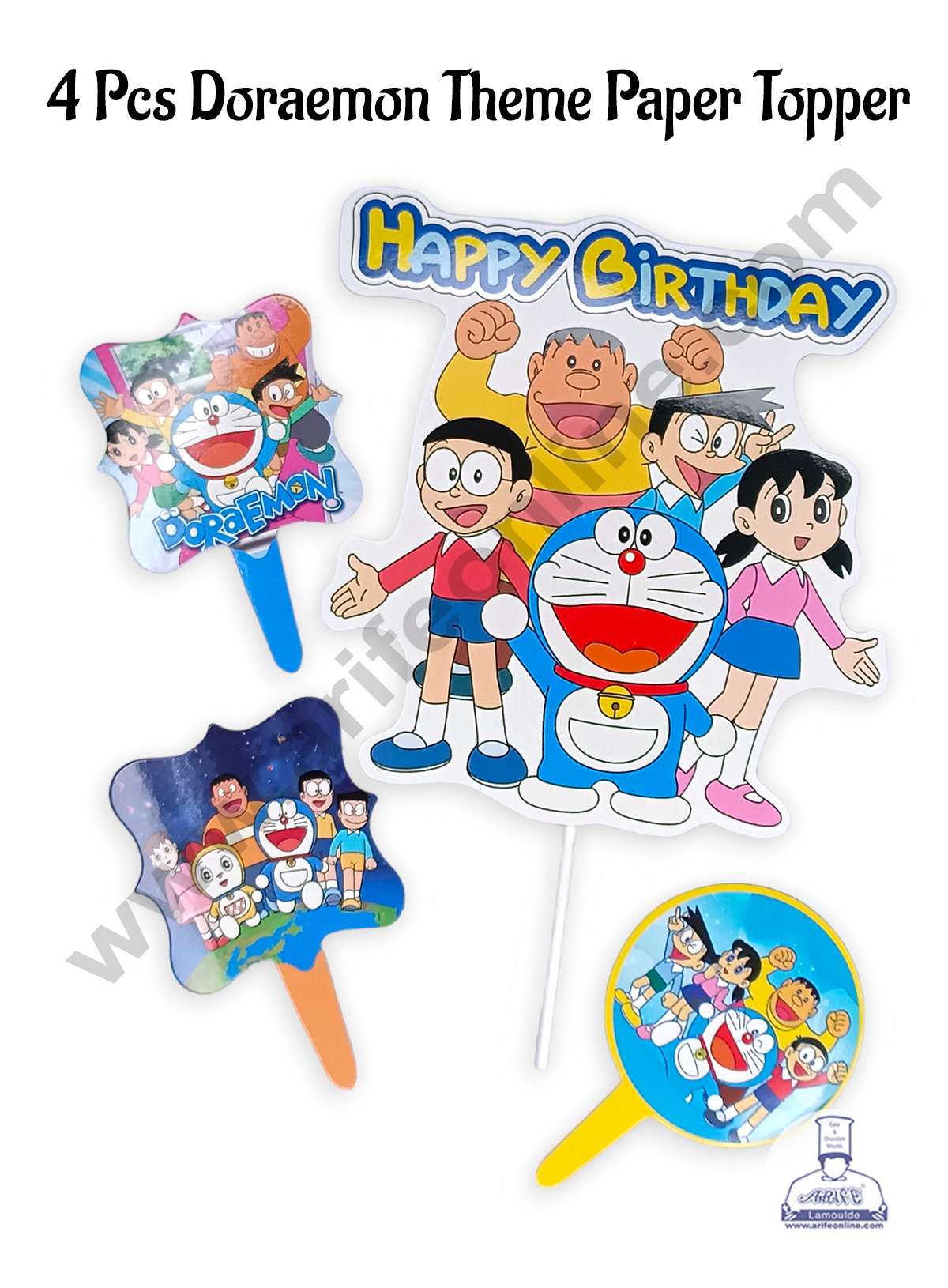 CAKE DECOR™ 4 Pcs Doraemon Theme Paper Topper For Cake And Cupcake | A ...