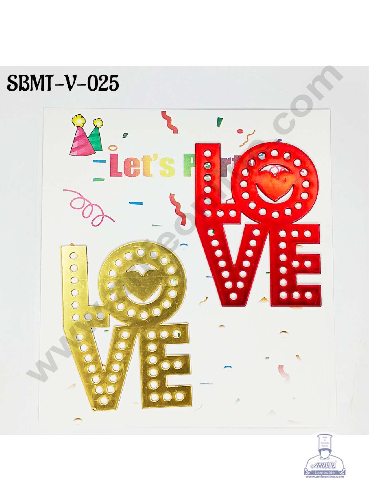 CAKE DECOR™ 3 inch Red & Gold Acrylic Love Cake Topper (SBMT-V-025 ...