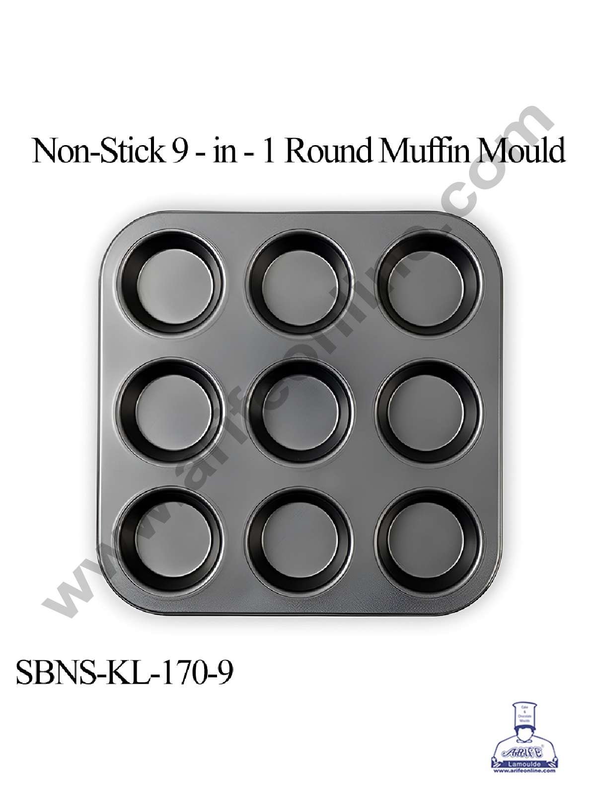 CAKE DECOR™ Non Stick Aluminum 9 Cavity Muffin Tray (SBNS-KL-170-9 ...