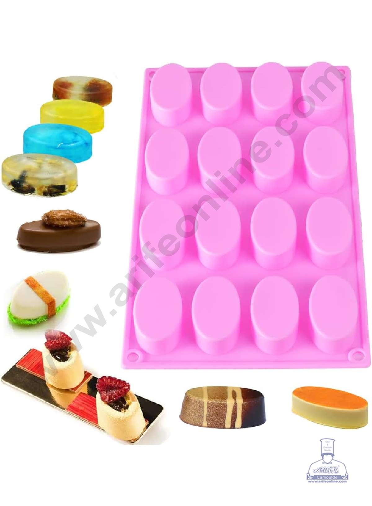 Cake Decor 16 Cavity Small Oval Mold Silicone Moulds for Soaps and Cho ...