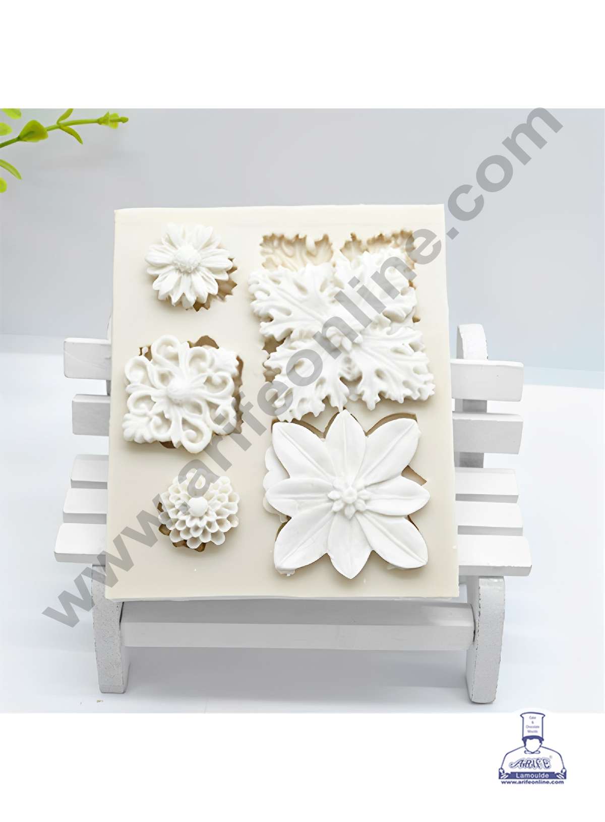 CAKE DECOR™ 5 Cavity 3D Mix Flower Fondant Clay Marzipan Cake Decorati ...