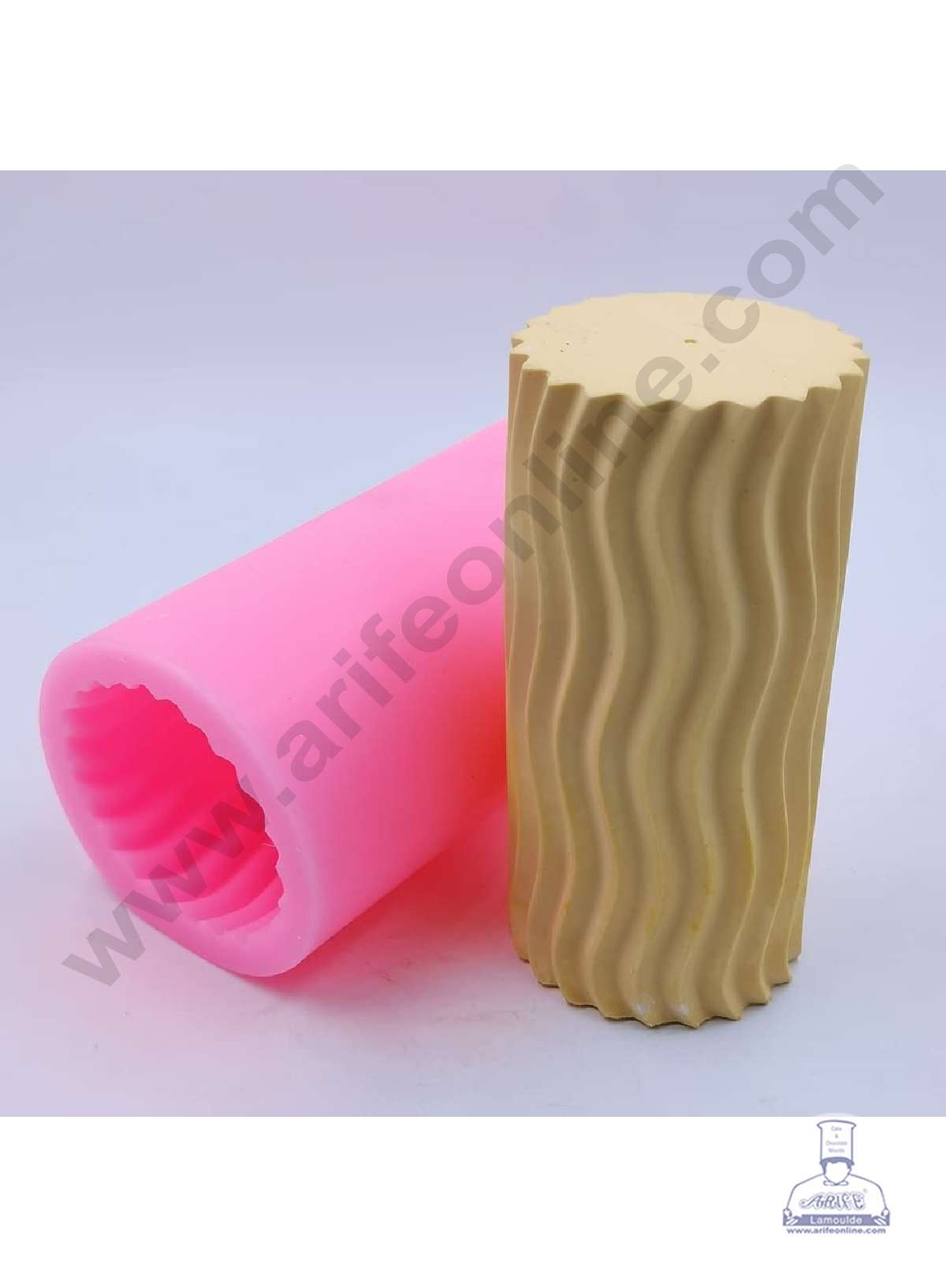 CAKE DECOR™ 3D Silicon 1 Cavity Ripple Carved Pillar Cylinder Silicon ...