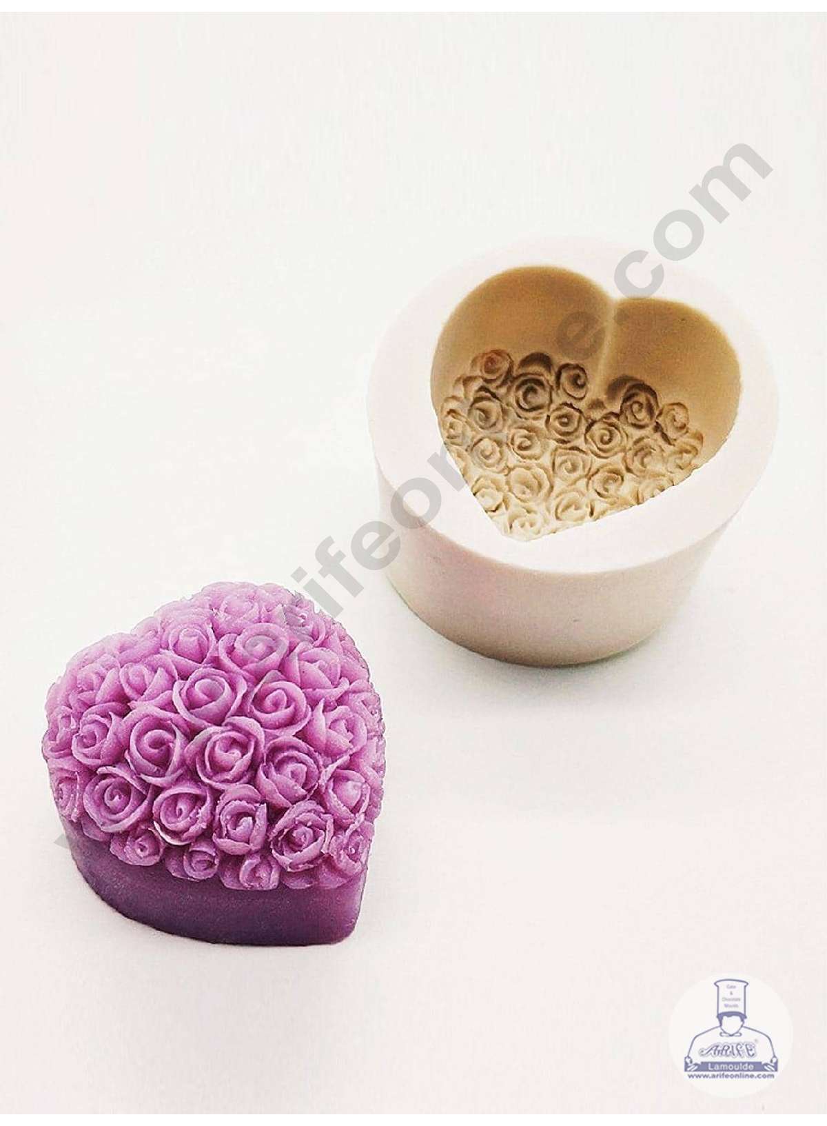 CAKE DECOR™ 3D Silicon 1 cavity Heart Love Rose Flower Mould, Silicone ...