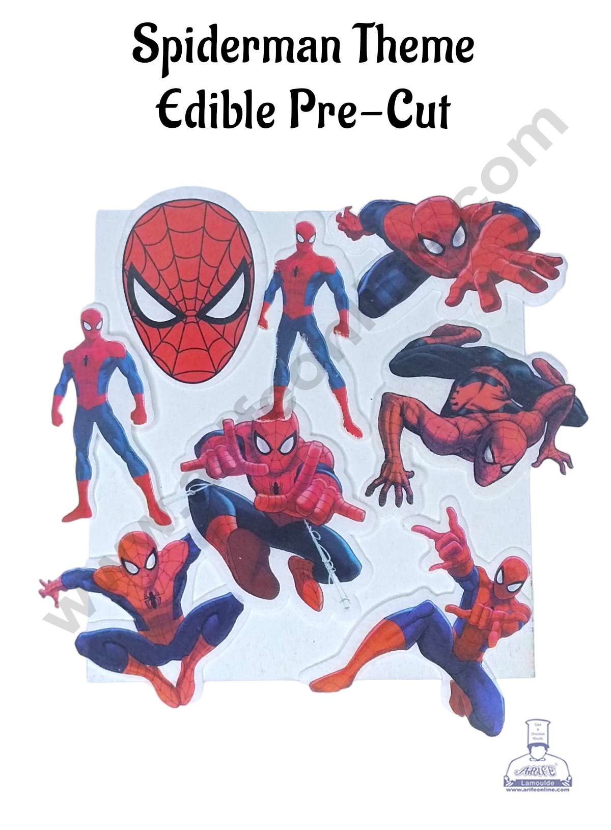 CAKE DECOR™ Edible Pre Cut Wafer Paper - Spiderman Theme - (Set of 8 p ...