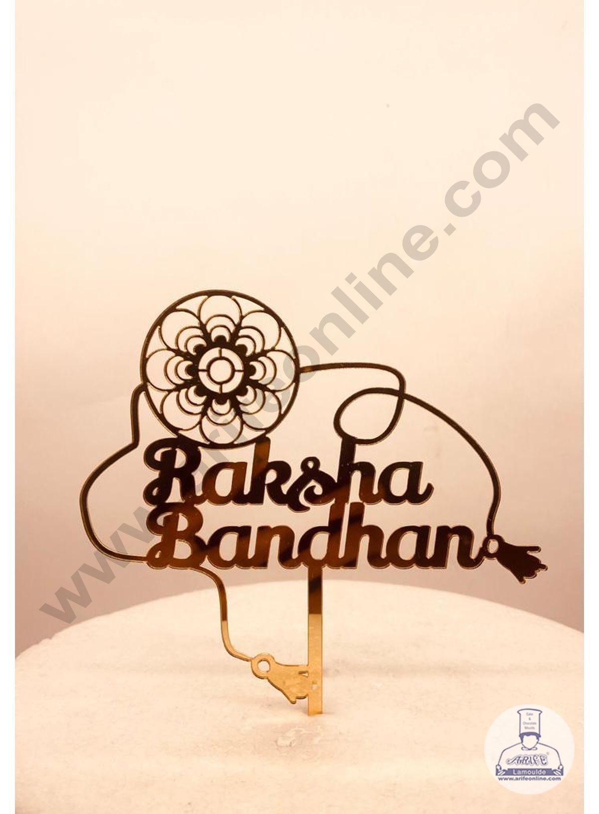 CAKE DECOR™ 5 inch Mirror Finshing Acrylic Cake Topper Happy Raksha Ba ...