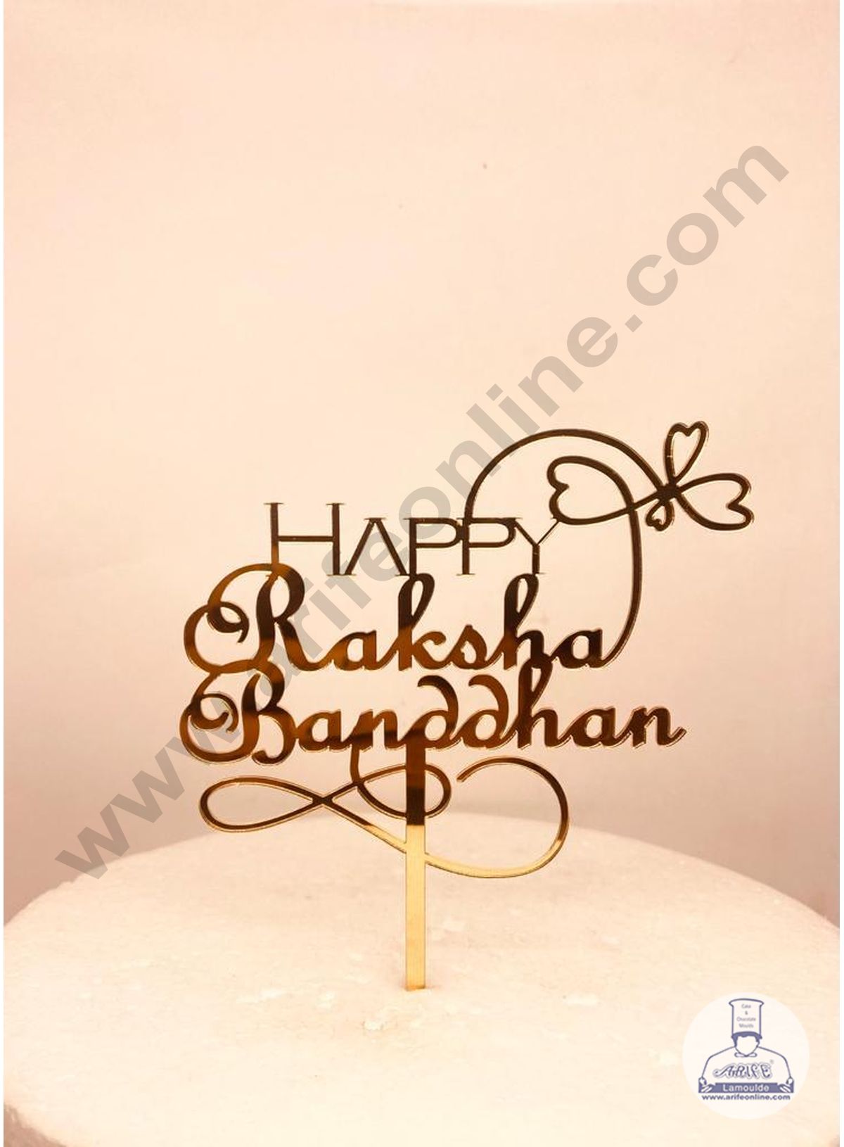 CAKE DECOR™ 5 inch Mirror Finshing Acrylic Cake Topper Happy Raksha Ba ...