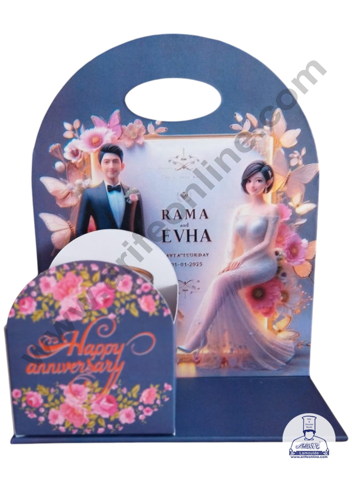 Home Dark Blue Happy Anniversary Foldable Cake and Flower Hamper - CAKE ...