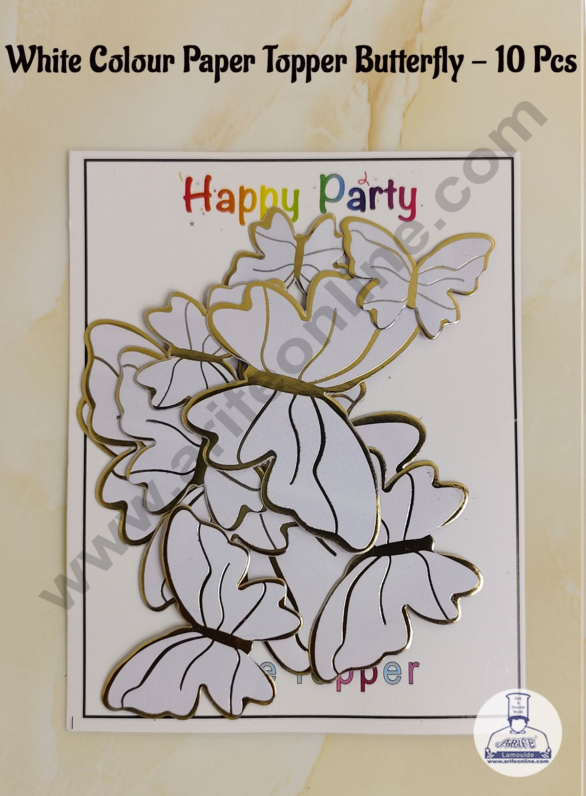 CAKE DECOR™ 10 Pcs White Colour Butterfly Paper Topper For Cake And Cu ...
