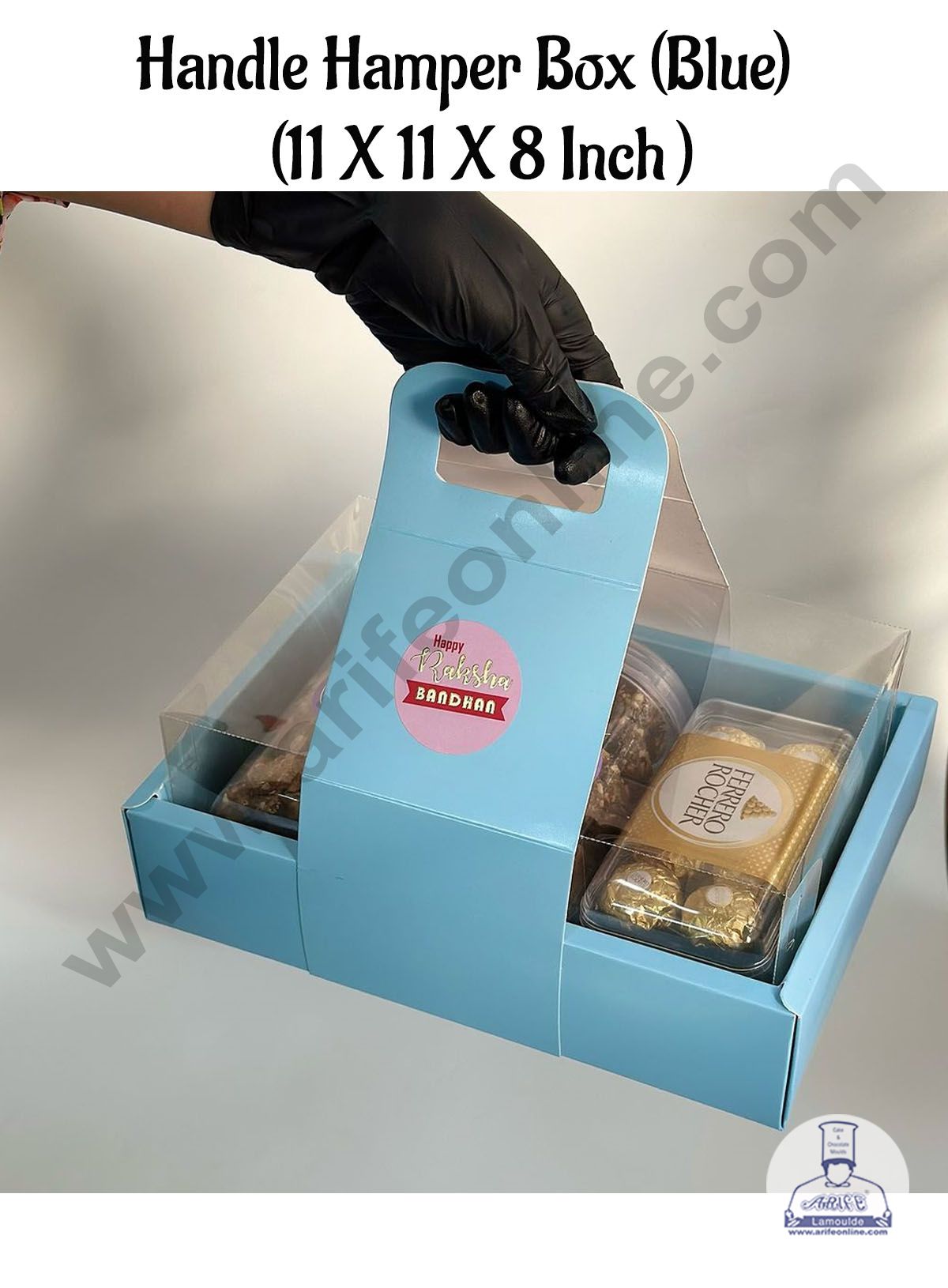 CAKE DECOR™ Handle Hamper Box With Transparent Lid (Blue) | Gift Box ...