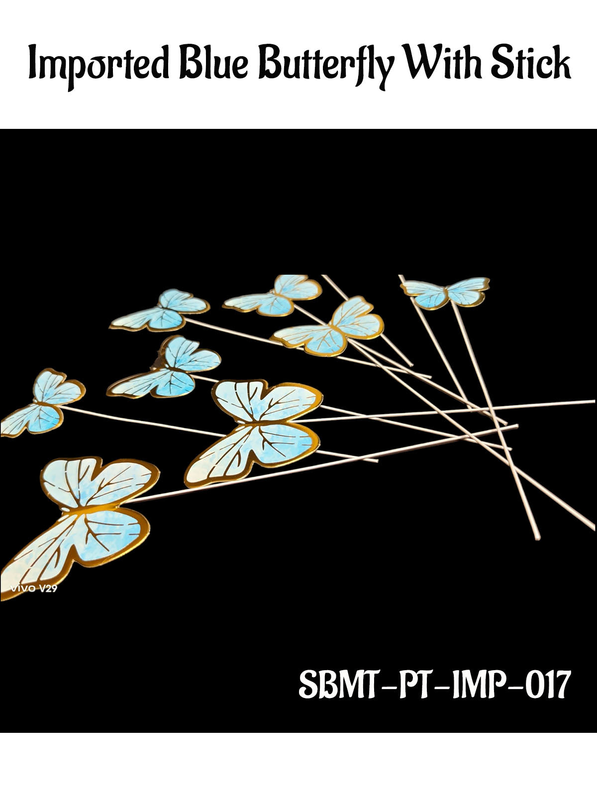 CAKE DECOR™ Imported Blue Butterfly With Stick Paper Topper for Cake ...