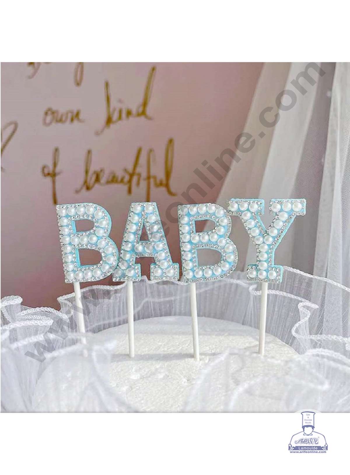 CAKE DECOR™ Blue Pearl Baby Cake Topper Cake Decoration (SB-PT-Blue ...