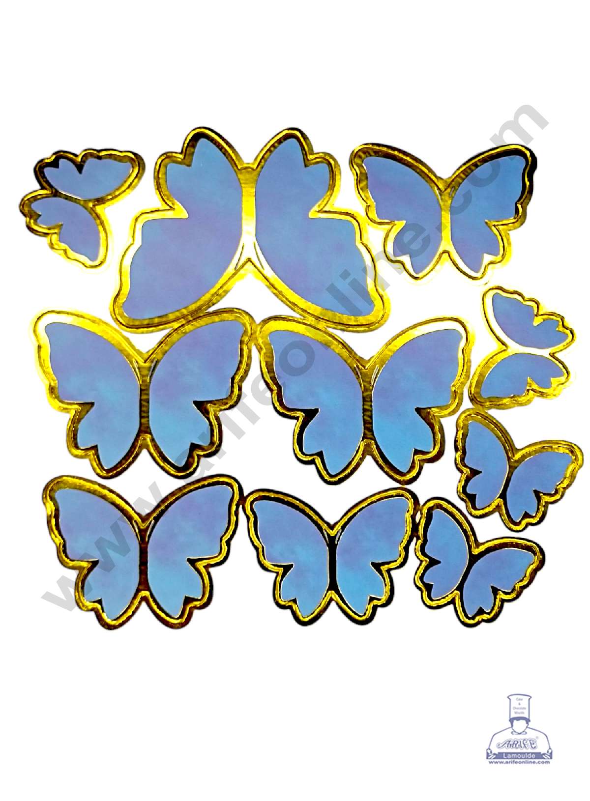 CAKE DECOR™ 10 pcs Blue Watercolor Theme Butterfly Paper Topper For Ca ...