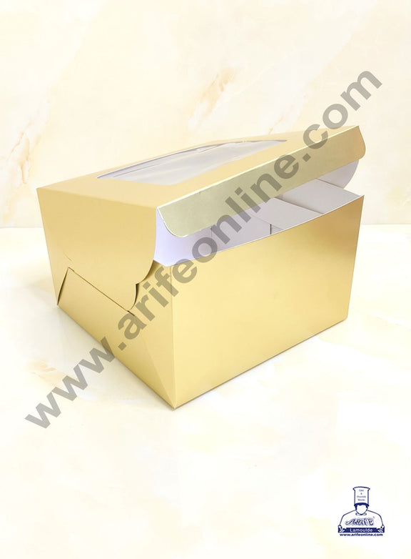 Home Cake Decor Golden Cake Box Packaging with Clear Display Window ...