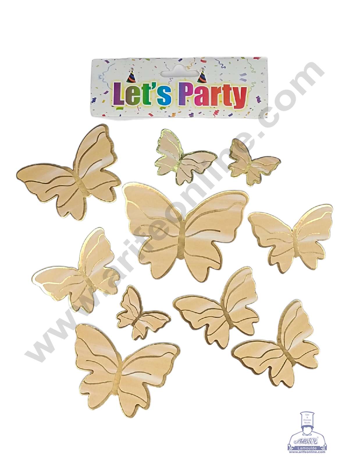CAKE DECOR™ 10 pcs Let's Party Cream Color Butterfly Paper Topper For ...