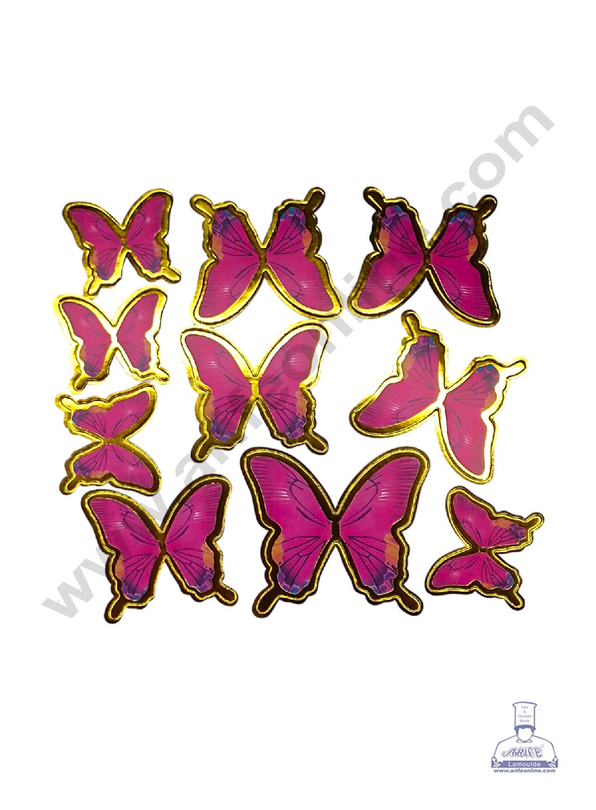 CAKE DECOR™ 10 pcs Dark Pink Butterfly Paper Topper For Cake And Cupca ...