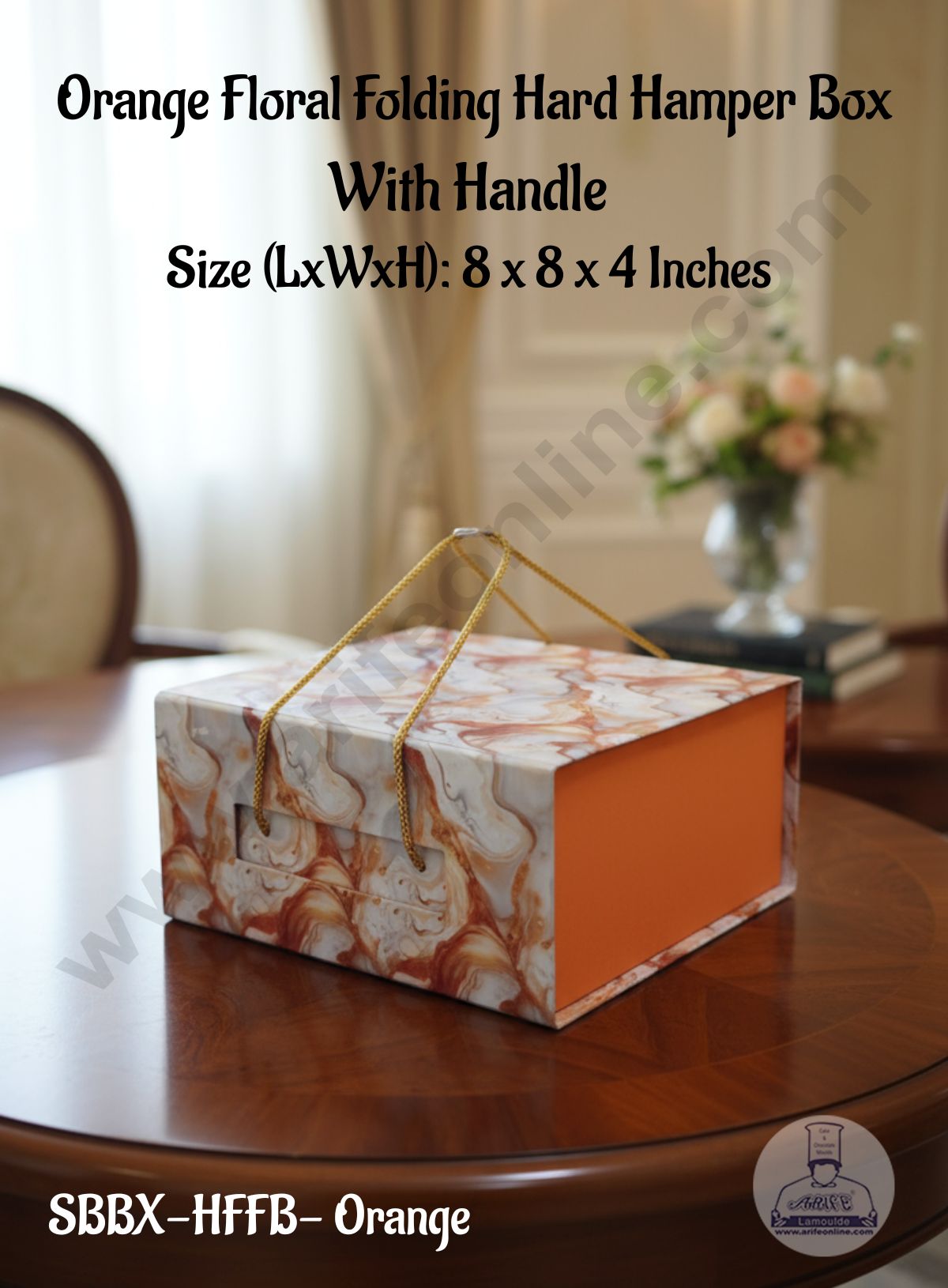 Home CAKE DECOR™ Orange Marble Folding Hard Hamper Box With Handle ...