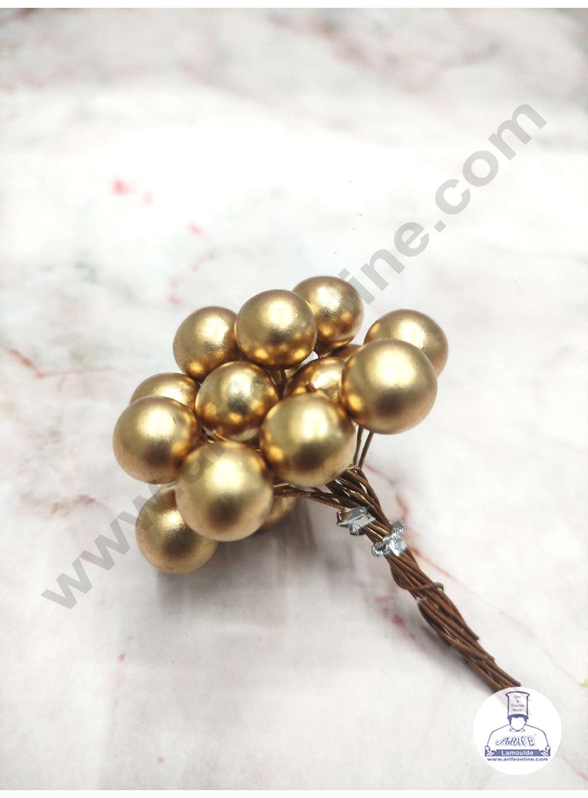 CAKE DECOR™ Gold Pearl Faux Ball Toppers For Cake and Cupcake Decorati ...