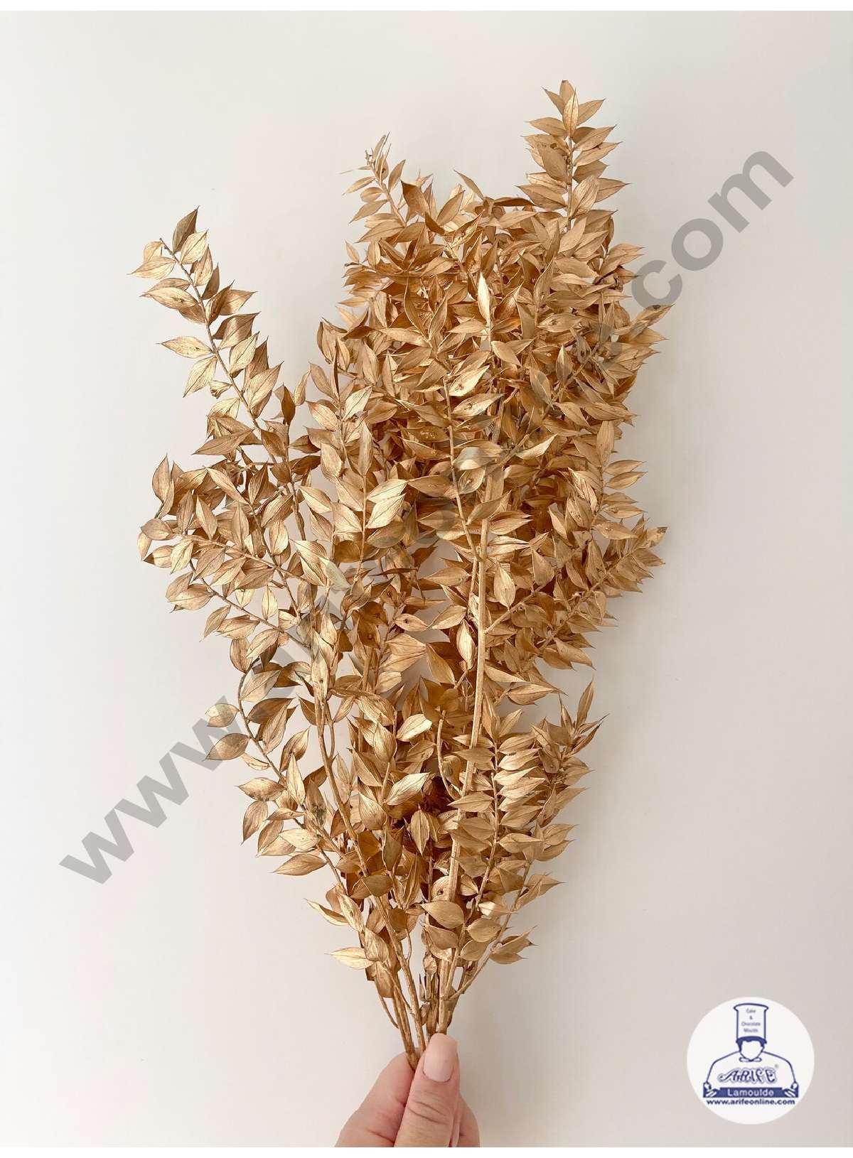 CAKE DECOR™ Gold Color Natural Dried Ruscus Leaves For Cake Decoration ...
