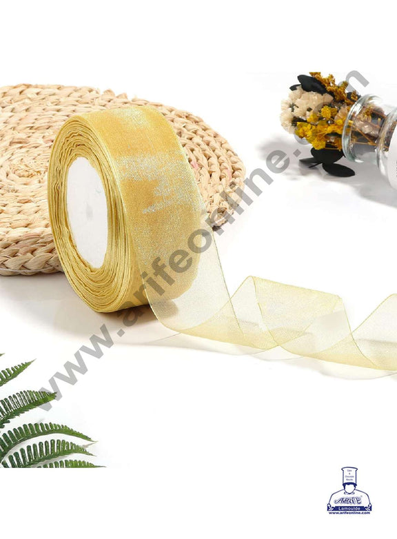 Home CAKE DECOR™ 1 Roll Gold Organza Ribbon | Sheer Ribbon | Gift ...
