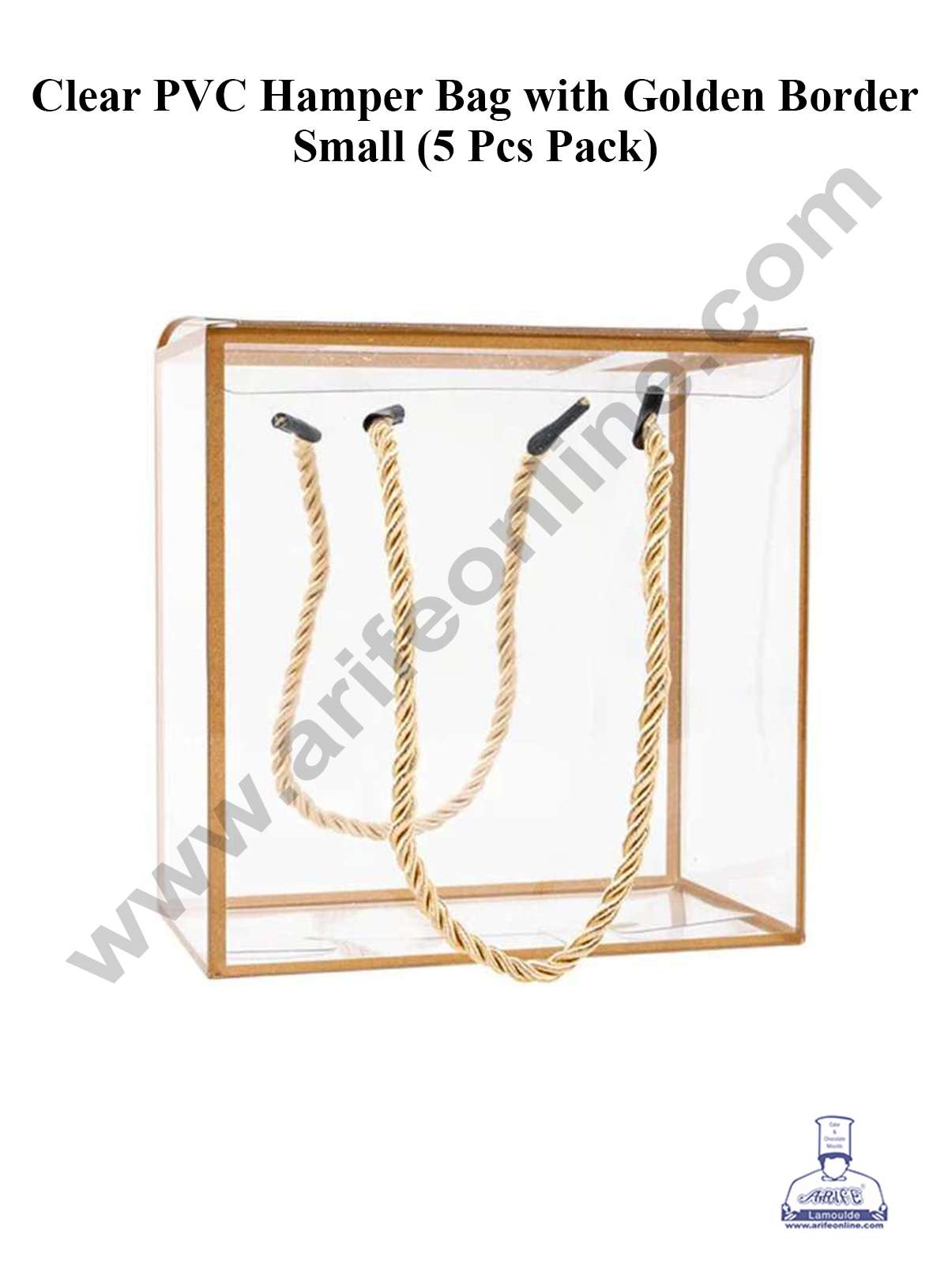 CAKE DECOR™ Small Clear PVC Hamper Bag with Golden Border | Gift Box ...