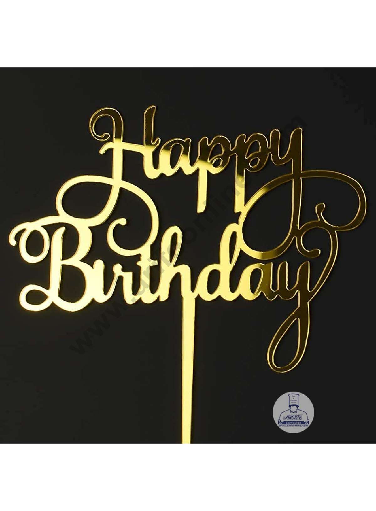 CAKE DECOR™ Gold Mirror Finishing Acrylic Happy Birthday Topper SBMT-N ...