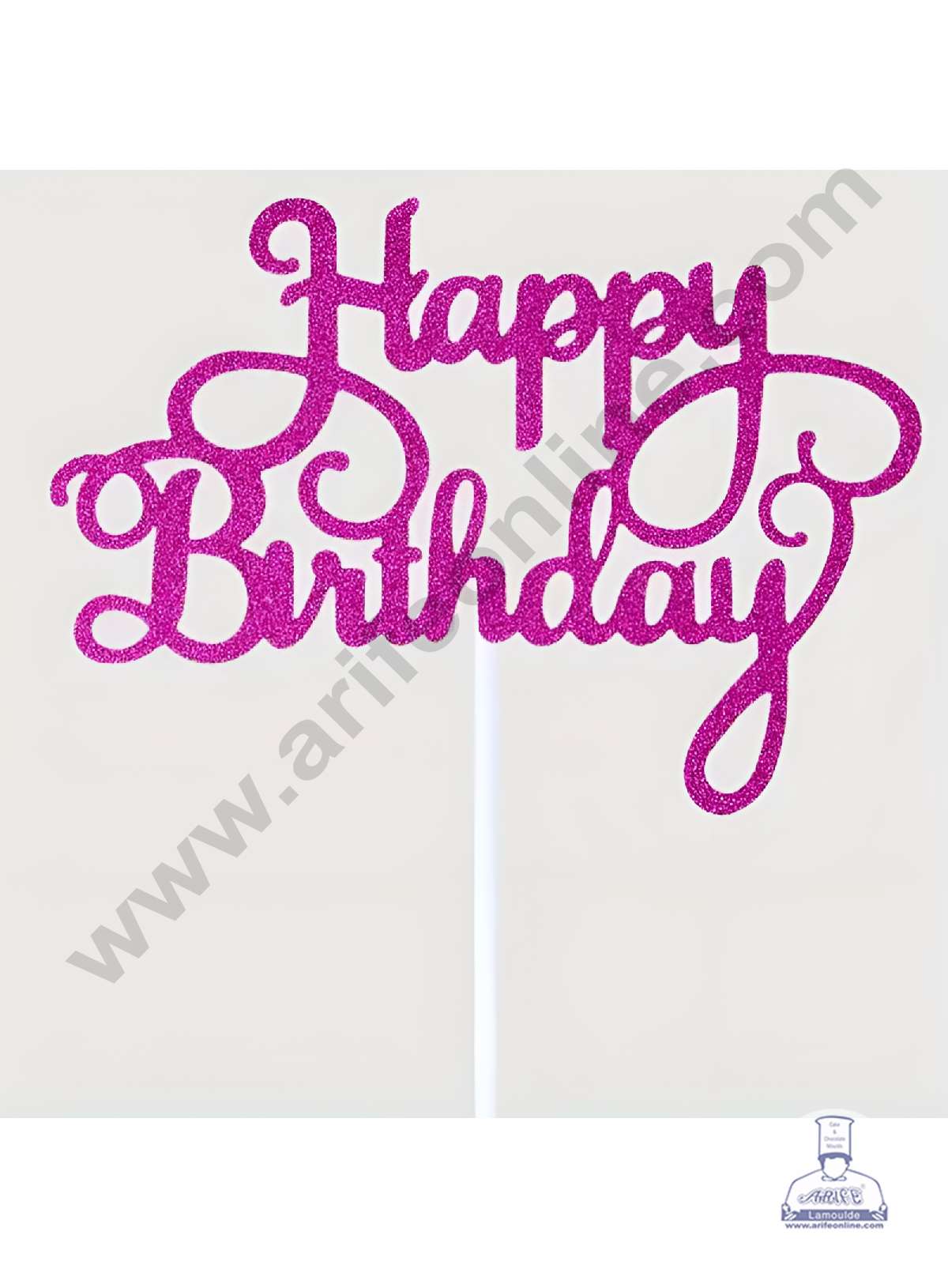 CAKE DECOR™ Pink Glitter Happy Birthday Paper Topper Cake Topper Cake ...