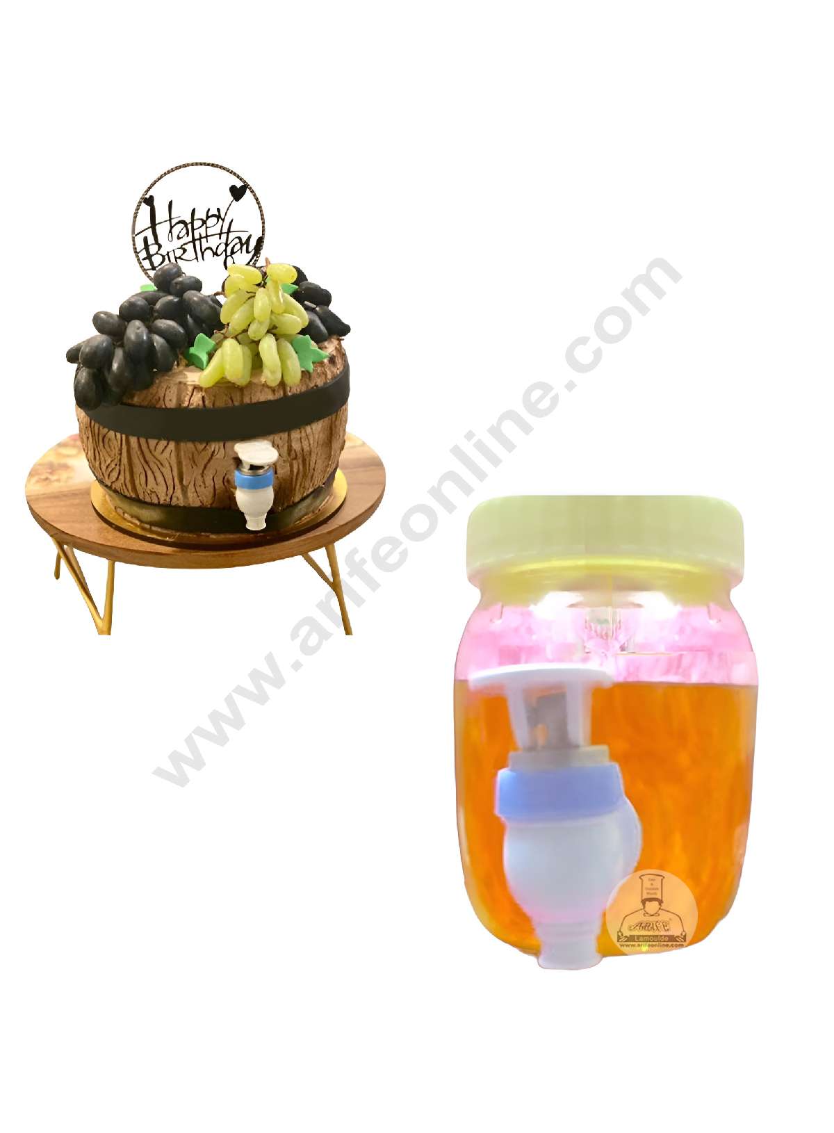 CAKE DECOR™ 1 Pcs Jar Bottle with Tap for Barrel Cakes | Dispenser Cak ...