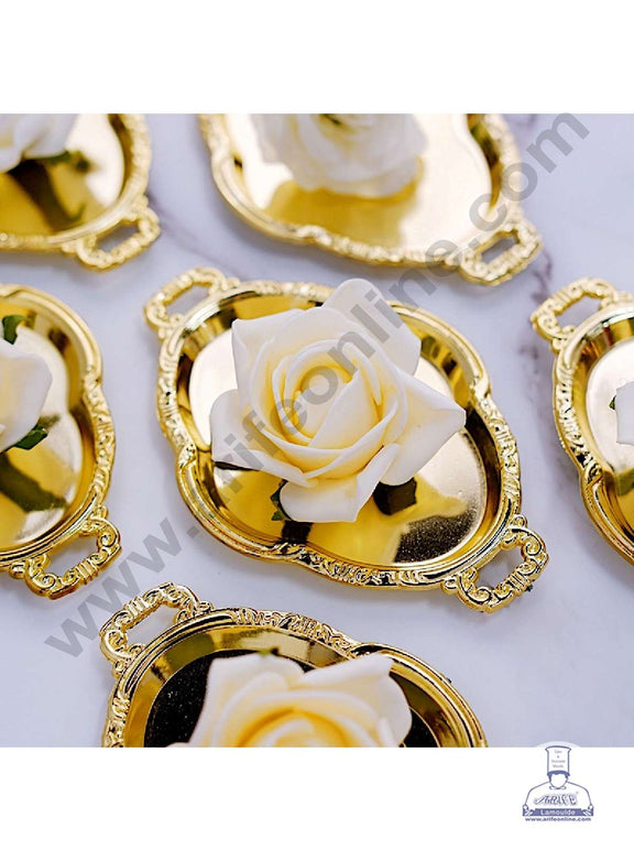 CAKE DECOR™ Metallic Gold Mini Oval Tray | Display Tray | Sweet Mini T ...