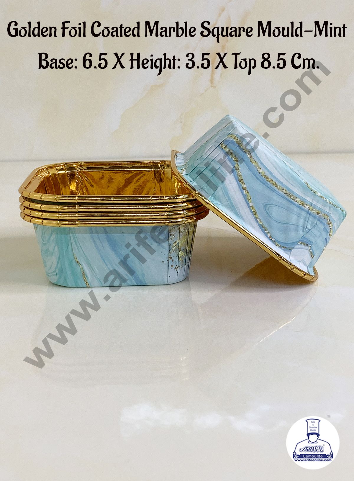 Cake Decor™ Golden Foil Coated Marble Square Direct Bake-able Paper Mo ...