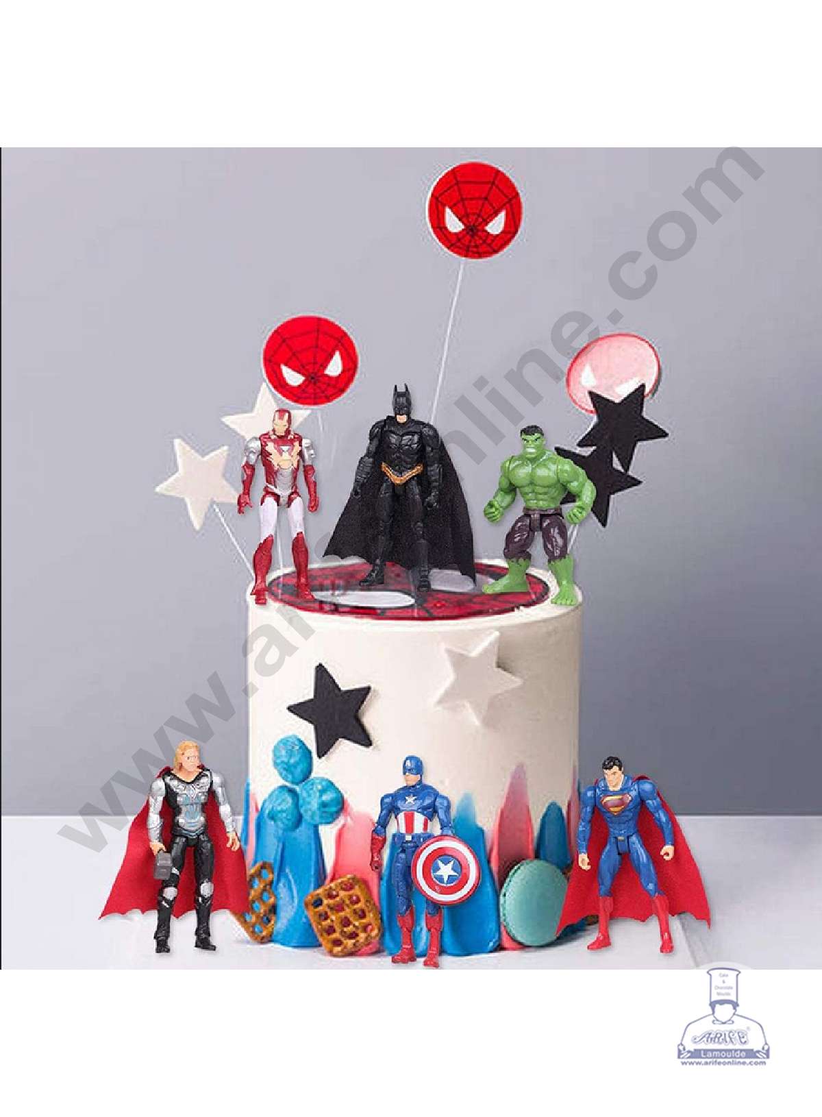CAKE DECOR™ 6 Pieces Avengers/Super-Hero Cake Topper Decorations Figur ...