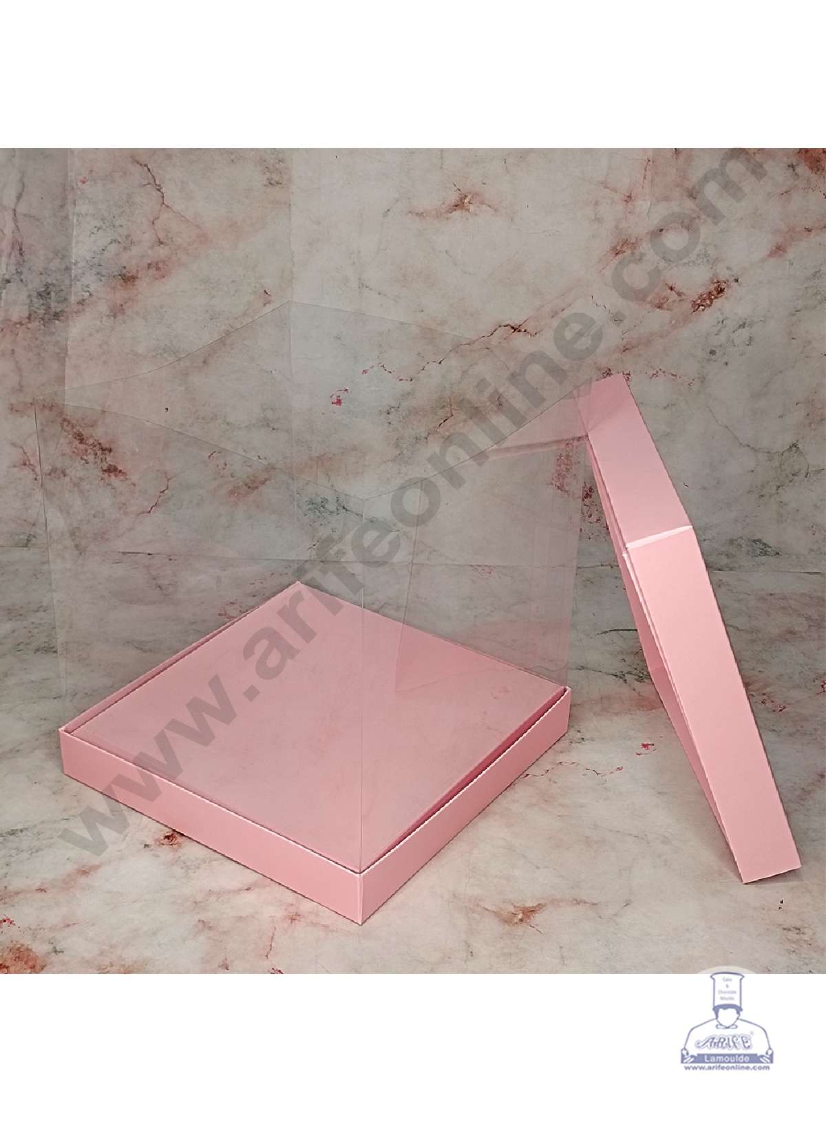 CAKE DECOR™ Square Pink Transparent Window Cake Box | Gift Box | Hampe ...